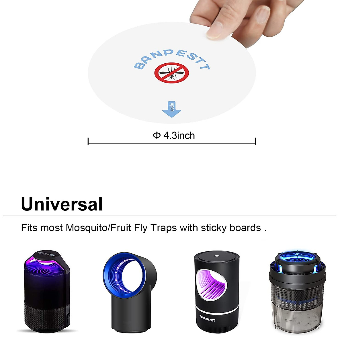 (12-Pack) Fruit Fly Trap Sticky Refillable Glue Boards, 4.13" Fits Most Models Indoor Insect Trap,Gnat Killer,Bug Catcher