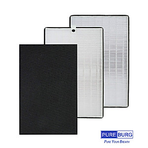 PUREBURG F2 Filter Compatible with Filtrete FAP-C02WA-G2 FAP-C03BA-G2 FAP-T03BA-G2 Air Purifiers, 2-Pack HEPA H13 + Activated Carbon Pre-Filters x 8