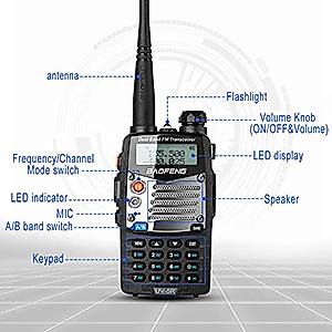BAOFENG UV-5R Pro Ham Radio Handheld Walkie Talkies UHF VHF Dual Band 2-Way Radio Full Kit with an Extra 3800mAh Battery, Earpiece and Programming Cable (2 Pack)