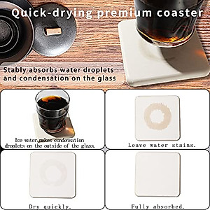 Absorbent Diatomite Drink Coasters,for Drinks and Plants Fast Water Absorption in Seconds, Non-Slip Insulation Odorless Diatomaceous Earth Protect Table Countertop from Damage, Set of 4 (Beige)