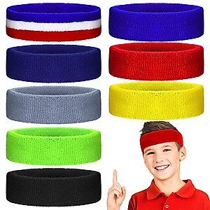8 Pcs Boys Headband Kids Sweatband Youth Sweatbands Toddler Boys Headband for Sports Kids Colorful Soft Children Head Sweatband for Athletic Basketball, Soccer and More