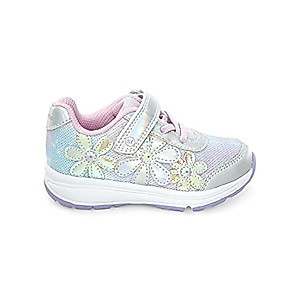 Stride rite Girls SR Lighted Glimmer Sneaker, Iridescent, 10 Wide Toddler