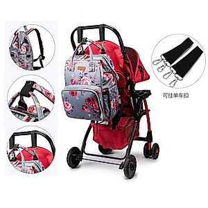 Diaper Bag Backpack, Baby Bag with Changing Pad, Waterproof Multifunction Nappy Bag,Maternity Travel Back Pack for Mom&Dad (Floral)