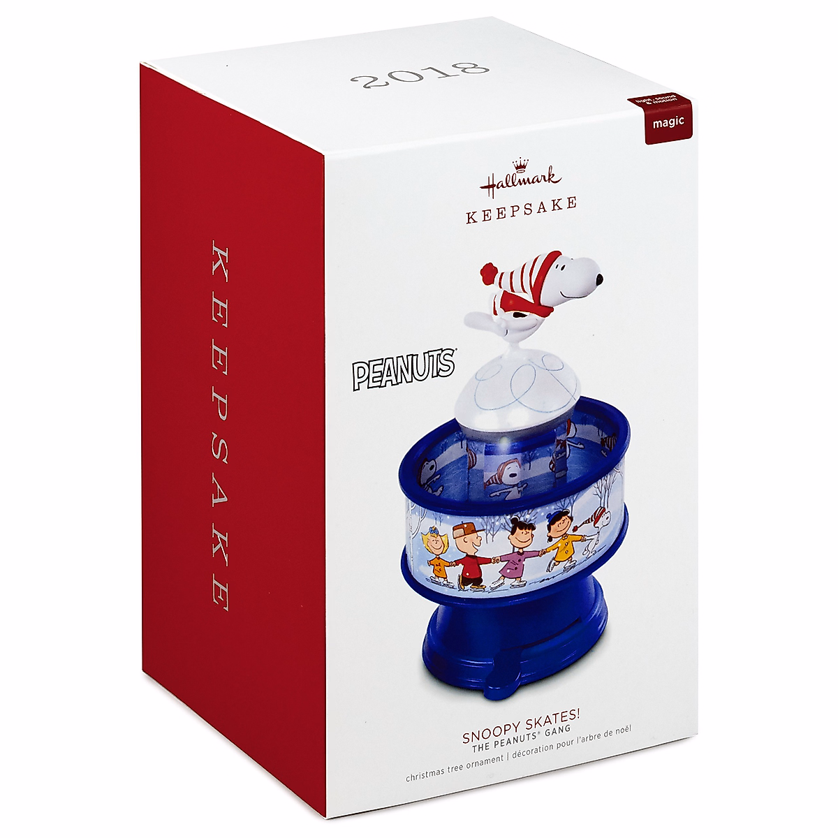 Hallmark Keepsake Christmas Ornament 2018 Year Dated, The Peanuts Gang Snoopy Skates! With Music, Light and Motion