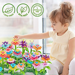 Bu-buildup BBU.01.002 Flower Building Toys, Garden Building Block, Pretend Gardening Toy, Creative Play Toy, 98 PCS Early Educational Toy, Build a Bouquet Floral Arrangement Playset for Kids 3 & Up