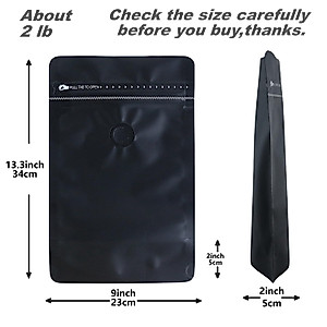 BAAGGNAA 150 Pack Stand up Coffee Bean Bag with Valve Matte Metallic Ziplock Bags Heat-Sealable Resealable Solid Color Pouches for Food Storage (Black,9 * 13.3 inch,2 lb)