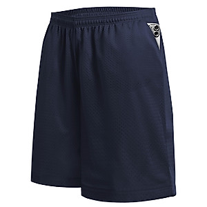 Hat and Beyond Mens Lightweight Basic Mesh Solid Basketball Jersey Workout Fitness Gym Shorts (Large, 1ihb01_Navy)