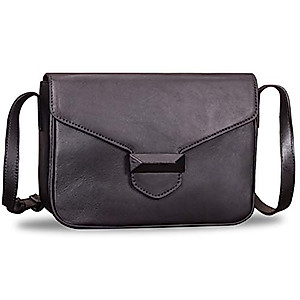 Genuine Leather Crossbody Bags for Women Handmade Ladies Satchel Vintage Purses Handbags (Black)