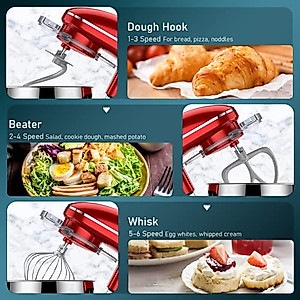 SVEWT Stand Mixer 660W 6+1 Speeds Tilt-Head Food Mixer, Kitchen Electric Mixers with 8.5-QT Stainless Steel Mixing Bowl, Dough Hook, Wire Whisk, and Beater Attachments for Most Home Cooks