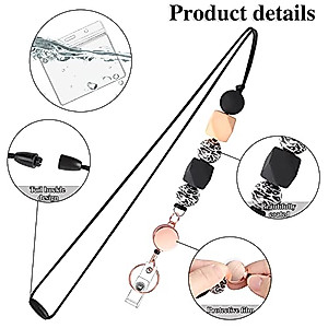 9 in 3 Set Retractable Lanyard for ID Badges, Teacher Lanyard with ID Holder Beaded Lanyards for Women