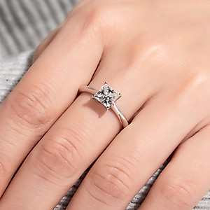 AimiIee Princess/Oval Cut Moissanite Engagement Rings 1.2ct/1.5ct D Color VVS1 Clarity Moissanite Diamond S925 Sterling Silver Solitaire Promise Wedding Rings for Women with Certificate, Gemstone,