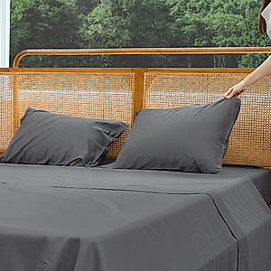 Cosybay Gray Polyester Full Size Sheet Set - Bedding Set with Cooling Effect, Extra Soft - Deep Pocket Up to 16 Inch - Wrinkle Free