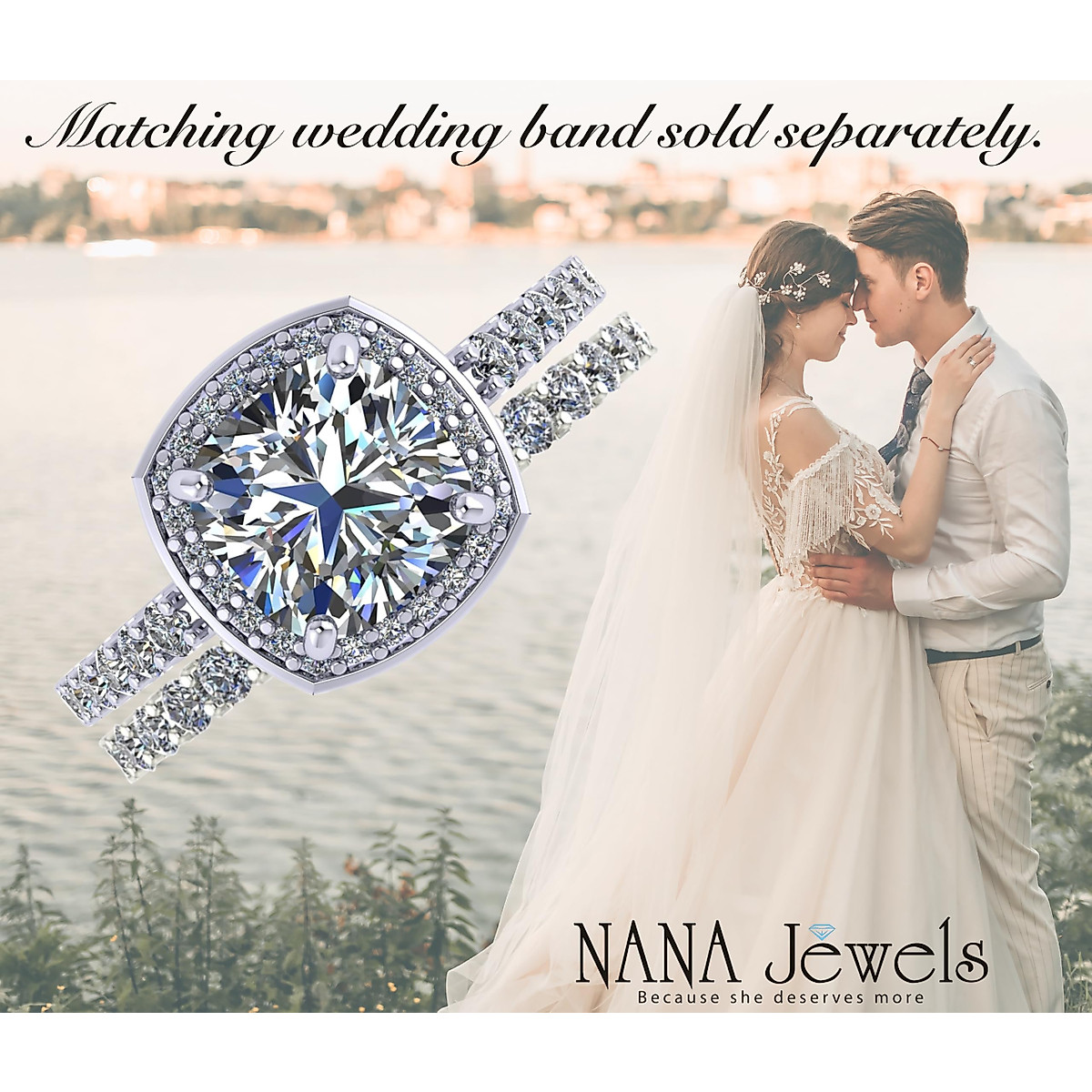 NANA Jewels 2ct Pure Brilliance Zirconia Halo Engagement Ring-Cushion Cut-April-8