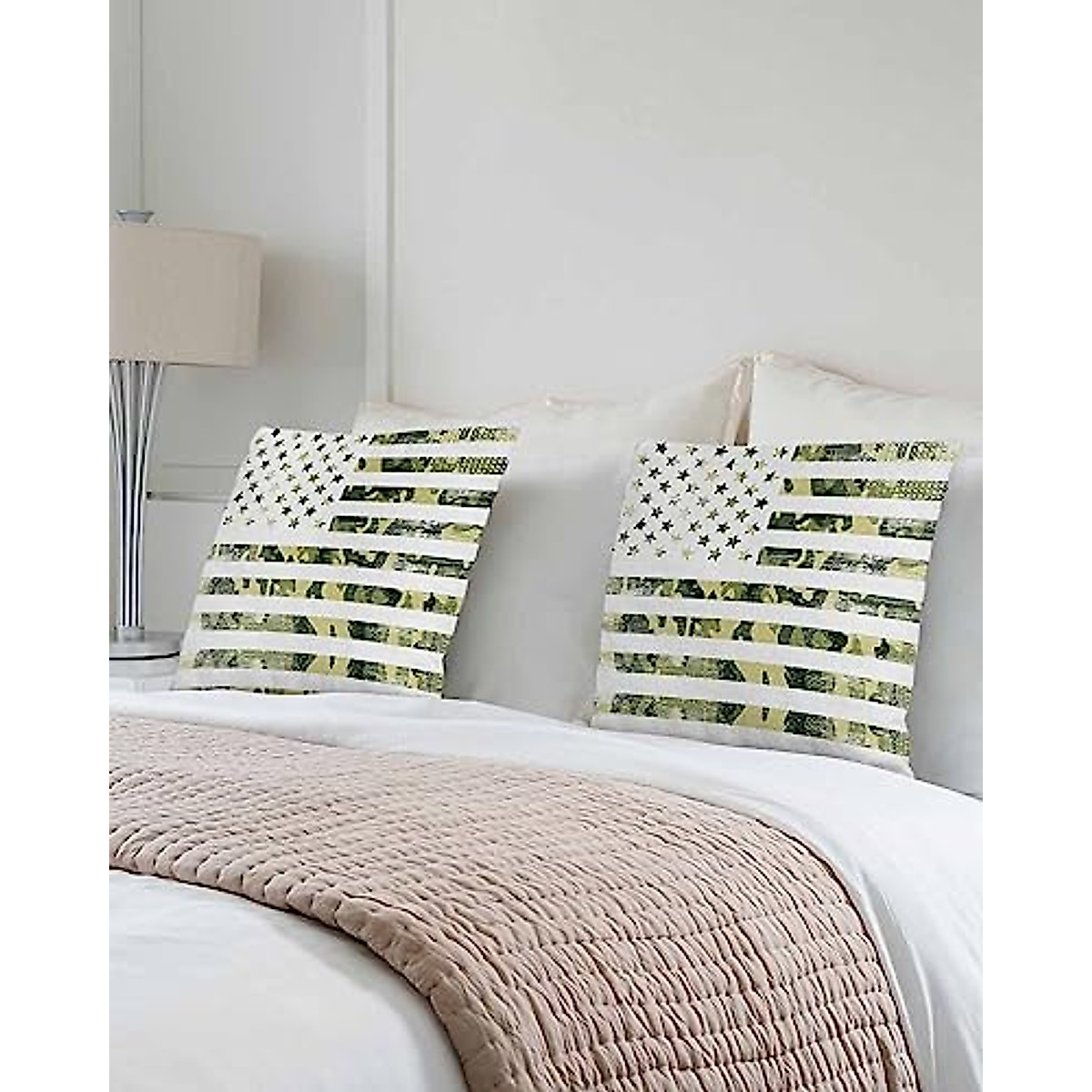 applebless Set of 2 Throw Pillow Covers Square for Home Decor, Camo 18x18 Inch Cotton Reversible Pillow Case Sofa Soft Cushion Cases for Bedroom Couch Bed Car Chair