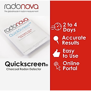 Radonova QuickScreen Home Radon Test Kit - Short Term Charcoal Radon Detector (2-4 Days) Reliable Accurate Readings - EPA Approved Radon Home Test - Lab Analysis Included - Unavailable in New Jersey