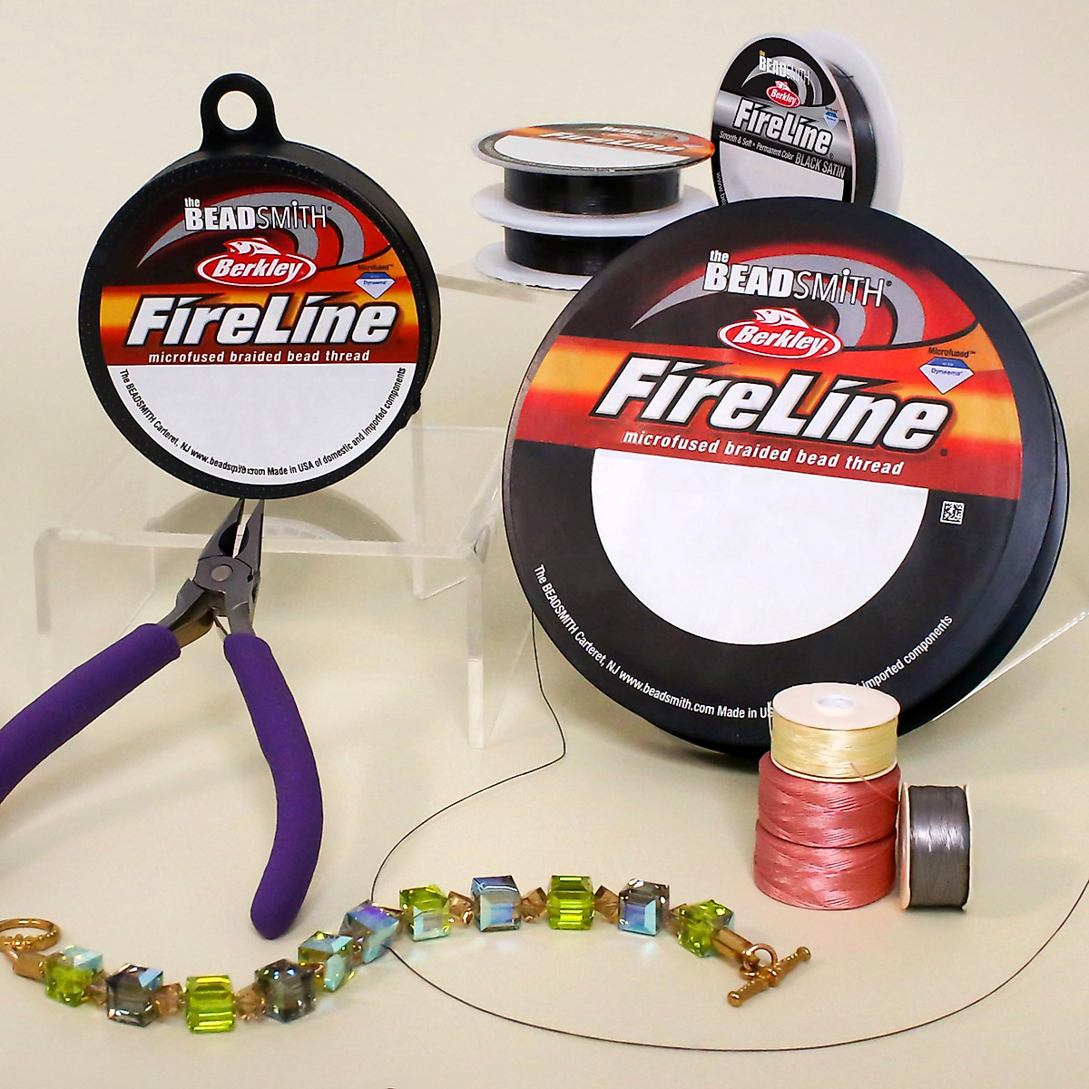 The Beadsmith Fireline by Berkley – Micro-Fused Braided Thread – 6lb. Test, .006”/.15mm Diameter, 50 Yard Spool, Crystal Color – Super Strong Stringing Material for Jewelry Making and Bead Weaving