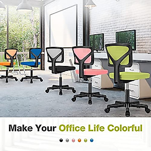 Home Office Chair Mesh Armless Computer Desk Chair Ergonomic Task Rolling Swivel Chair Adjustable Modern Chair with Lumbar Support, Green