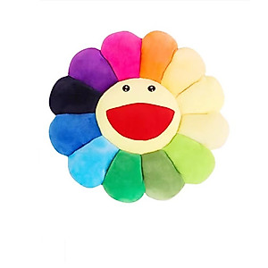 ZXMBEDDINGS 17" Sunflower Flower Plush Pillow,Smile Face Cushion Colorful Home Bedroom Decor