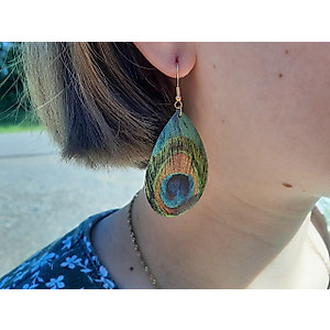 Peacock Tail Shimmer Earrings with Fish Hook Post (2)