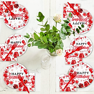 Red White and Gold Birthday Plates Napkins Forks Party Tableware Set Confetti Sprinkles Happy Birthday Party Decorations Red Table Decors for Men Women for 24 Guests