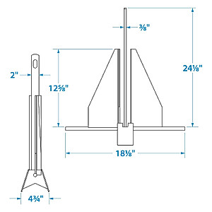 Ymiko Boat Anchor, Marine Anchor Stainless Steel High Tensile Hardware, 2kg Boat Anchor Stainless Steel Marine Hardware Parts Accessories for Boats 17 to 22 Feet