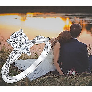 Aihpos Twisted Engagement Rings for Women with 1 Carat Center Moissanite, Princess cut Round Cushion Pear Emerald Cut Moissanite 925 Sterling Silver 10K 14K 18K Gold with Text Engraving