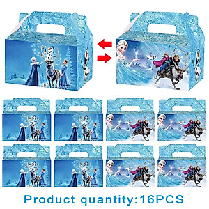 16 PCS Frozen Party Favor Boxes, Frozen Theme Candy Cookies Party Gift Boxes Cardboard Gable Boxes for Kids Fans Birthday Party Supplies Baby Shower Party Decoration