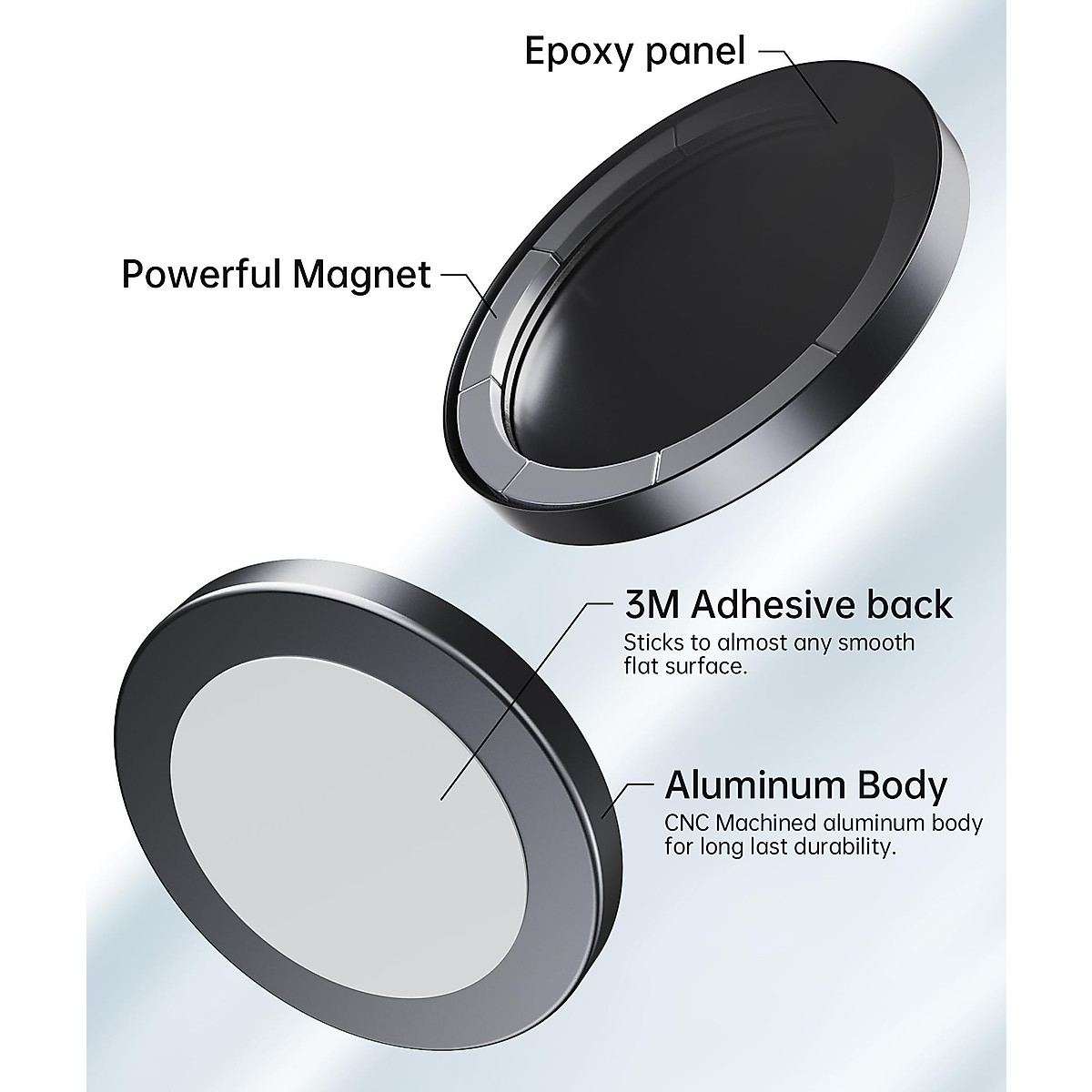 ARLIFE Sticky Magnetic Phone Wall Mount Compatible with Magsafe iPhone 14 13 12 Mini Pro Max, Holder for Samsumg and All Smartphones with Metal Ring. Wall Car Automobile Cradles Dash Shower Mount