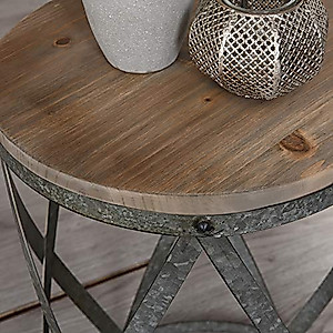 FirsTime & Co.® Westbrook Farmhouse Cottage Galvanized Table, American Crafted, Weathered Brown, 13.5 x 13.5 x 20 ,
