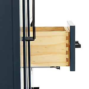 ARIEL Hepburn 72" Midnight Blue Double Vanity, 1.5" Edge Carrara Quartz Countertop & Splash, Rectangular Sinks, 4 Soft Closing Doors, 6 Full Extension Dovetail Drawers, Toe Kick, Matte Black