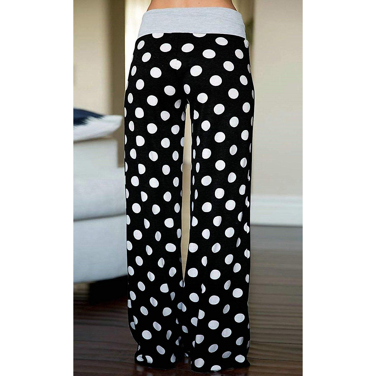 Elsofer Women's Pajamas for Women Comfy Casual Polka Dot Pjs Lounge Pajama Pants (M, Black5)