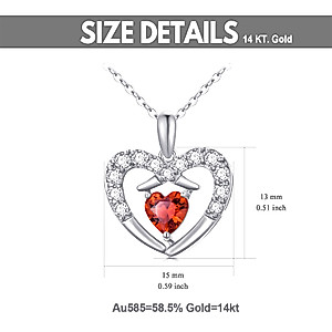 SISGEM 14k White Gold Cubic Zirconia Heart Pendant Necklace for Women, Love Jewelry for Her, 16-18 Inch