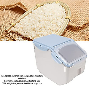 Rice Container, Odorless High Temperature Resistant Sealed Food Container Environmental Protection Safe with Lid for Beans (Blue 15KG)