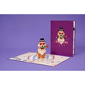 Pop of Art - I Ruff You Pop Up Card, Handmade 3D Popup Greeting Cards For Valentines Day, Mothers Day, Wedding, Anniversary, Love, Romance, Thank You, Thinking of You or All Occasion | 5" x 7"