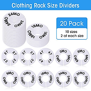 Blulu 20 Pack Clothing Rack Size Dividers Round Hangers Dividers