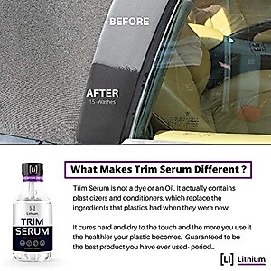 Trim Serum- Plastic Restorer- Restores Even the Most Damaged Plastic, Rubber and Vinyl, Last For Months, Penetrates Plastic Pores Restoring Color. (16oz).
