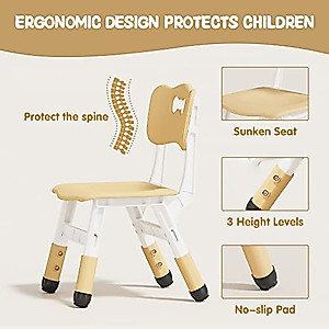Brelley Kids Table and 4 Chairs Set, Height Adjustable Toddler Table and Chair Set, Graffiti Desktop, Non-Slip Legs, Max 300lbs, Children Multi-Activity Table for Ages 2-10
