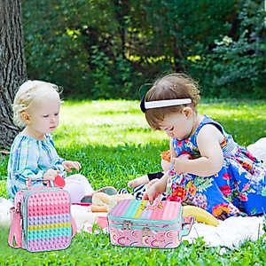 Woosir Lunch Bag for Kids Girls Pop Insulated Lunch Box Christmas Gift Pink Cute Lunch Tote Bag Box for Girls Leakproof with Removable Shoulder Strap for Picnic Travel Camping