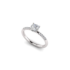 1.00 Carat TW Women's Moissanite and Natural Diamonds Engagement Ring in 10k White Gold, Size 9