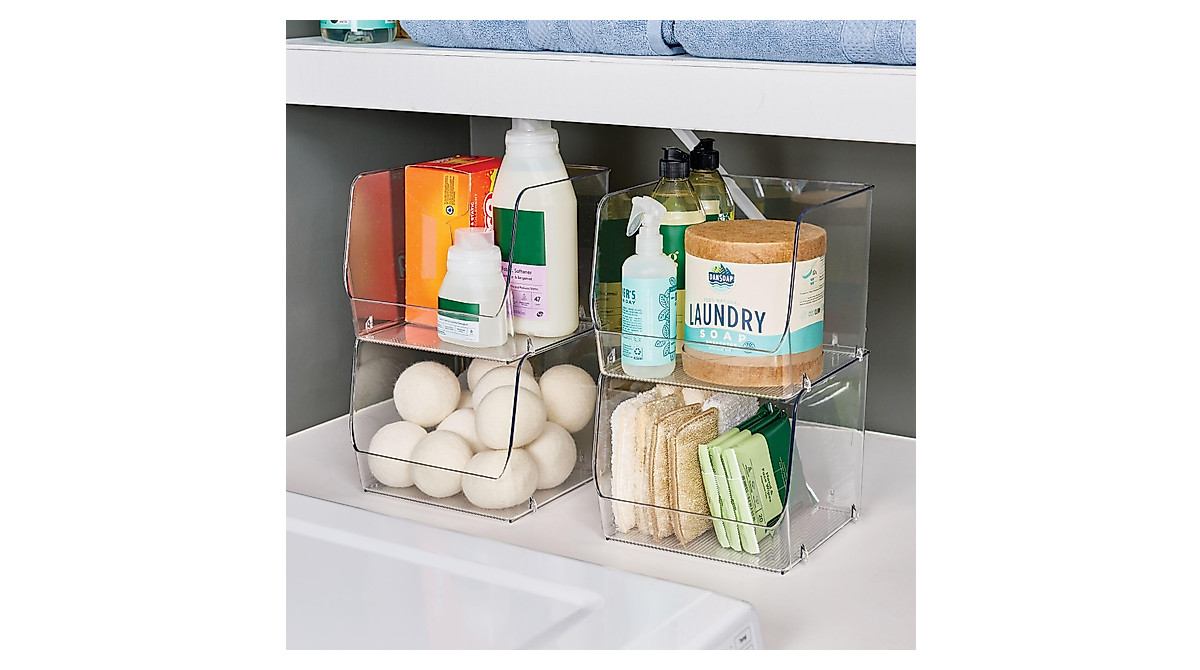 iDesign Linus Stackable Storage Bins | Clear Organizer Containers
