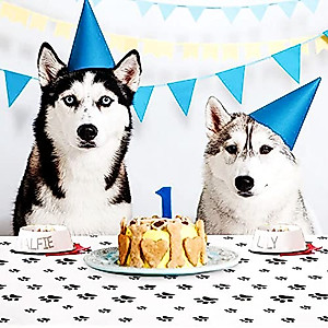 Puppy Themed Birthday Party Decorations - Pet Dog and Cat Paw Party Supplies Puppy Paw Print Plastic Tablecloth 54 x 108 inches Disposable Plastic Table Cover for Dog Themed Birthday Party 2 Pack
