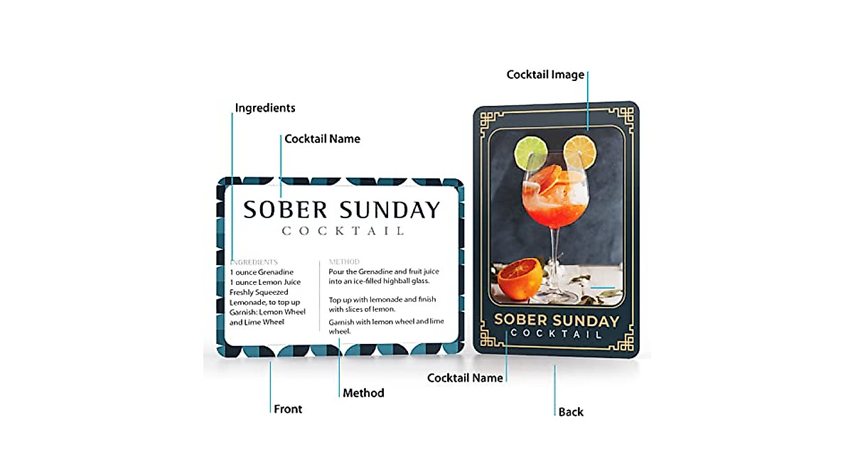 52 Cocktail & Mixed Drink Recipes Flash Cards - Easy Mixology Guide