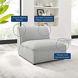 Modway Comprise Fabric Upholstered Sectional, Armless Chair, Light Gray