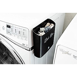 A.J.A. & MORE Lint Holder Bin with Magnetic Strip and Pocket Treasures Bin Magnetic Coin Holder (2 Piece Set) for Laundry Room Organization or Laundry Room Décor (Matte Black)