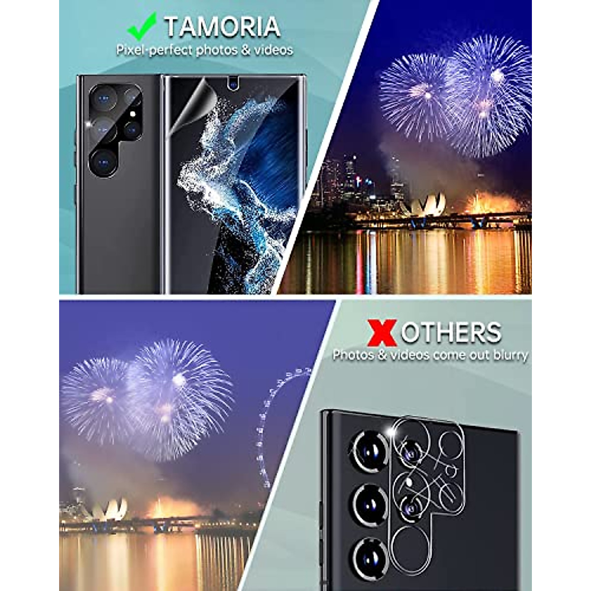 Tamoria [2+2 Pack Compatible for Samsung Galaxy S23 Ultra Privacy Screen Protector + Camera Lens Protector 9H Tempered Glass Black Anti-Explosion Anti-spy Screen Film for Samsung S23 Ultra 5G