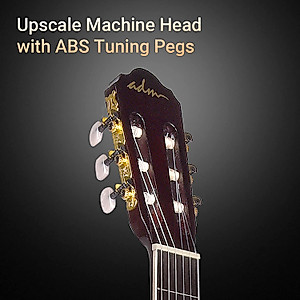 ADM Full Size Classical Nylon Strings Acoustic Guitar 39 Inch Classic Guitarra Starter Bundle for Adult with Free Lessons, Gig Bag, Tuner, Footstool, Kids Student Beginner Kits, Nature