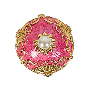 QIFU Hand Painted Enameled Faberge Egg Decorative Hinged Jewelry Trinket Box Unique Gift for Home Decor