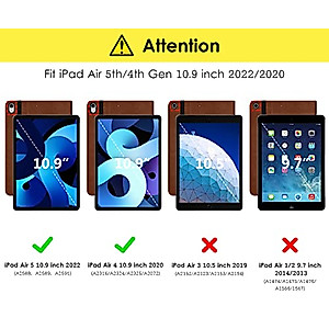 DTTO for New iPad Air 5th/4th Generation Case 2022/2020 with Pencil Holder, Premium Leather Business Folio Stand Cover [2nd Pencil Charging] - Multiple Viewing Angles for iPad Air 10.9", Dark Brown