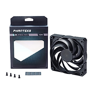 Phanteks (PH-F120SK_BBK_PWM) SK120 PWM Fan, 120mm Fan, high Airflow Nine-Blade Design, Rubber dampening washers - Black