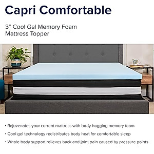 Flash Furniture Capri Comfortable Sleep Queen 12 Inch CertiPUR-US Certified Foam Pocket Spring Mattress & 3 inch Gel Memory Foam Topper Bundle